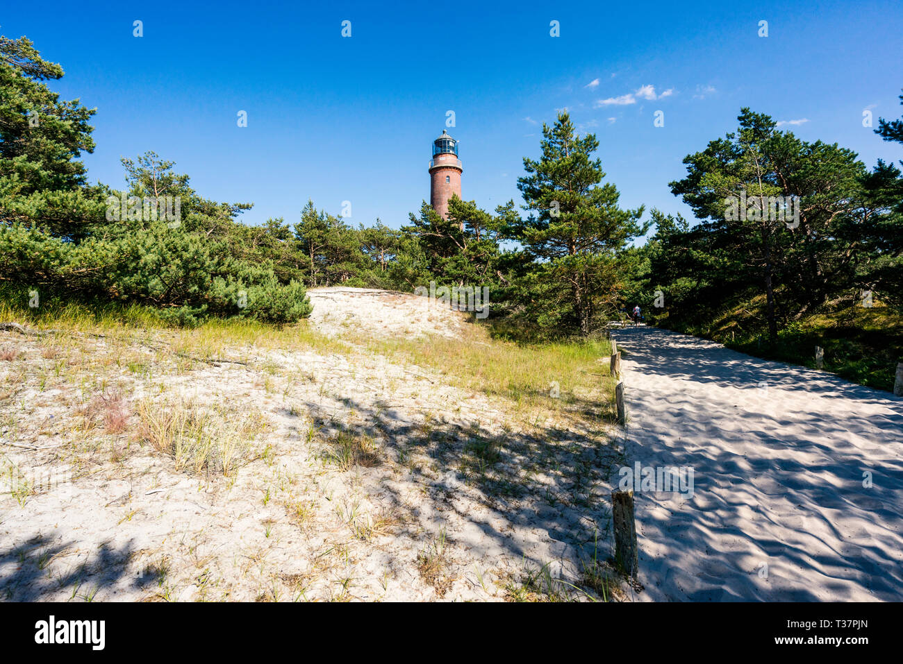 West beach of Prerow and lighthouse Stock Photo - Alamy