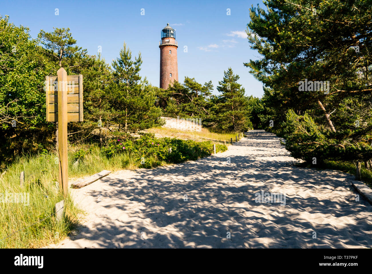 West beach of Prerow and lighthouse Stock Photo - Alamy