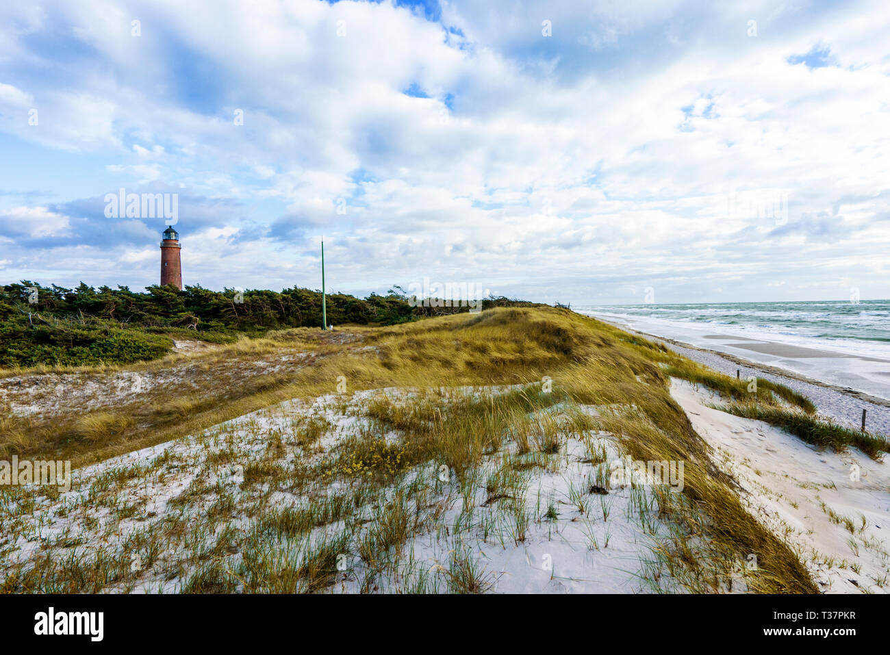 West beach of Prerow and lighthouse Stock Photo - Alamy