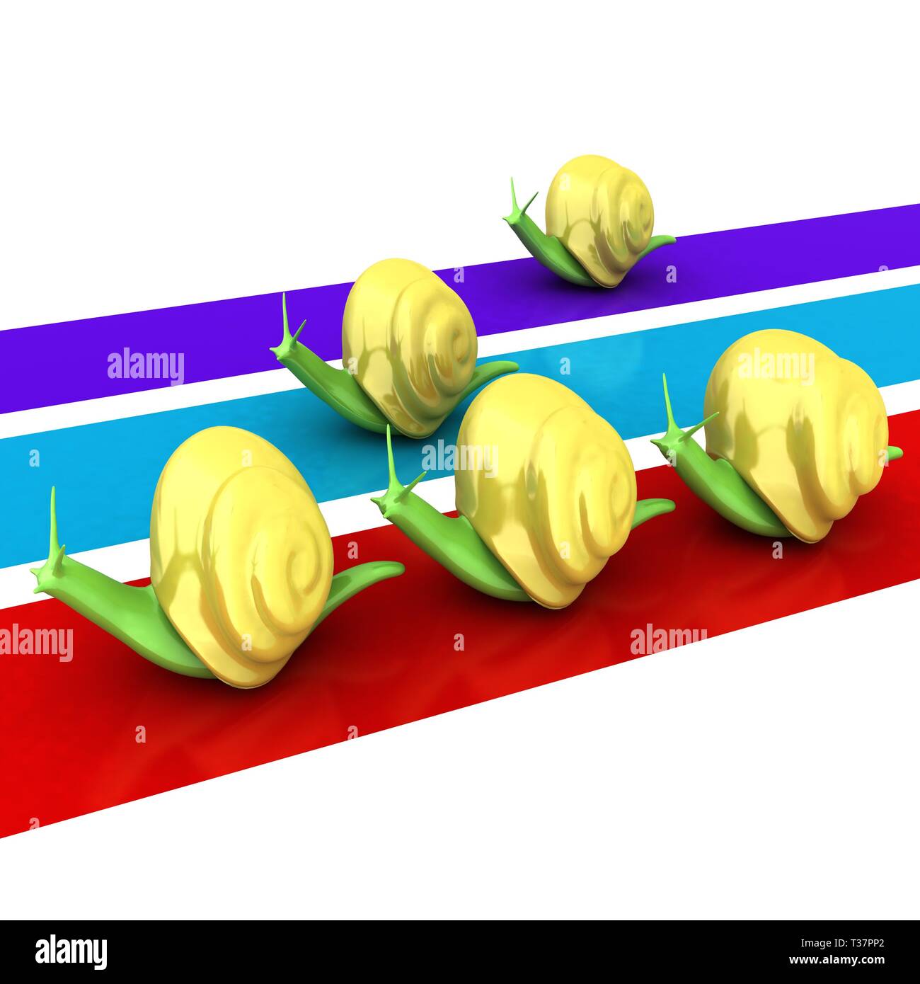 Racing snails. 3D illustration Stock Photo - Alamy