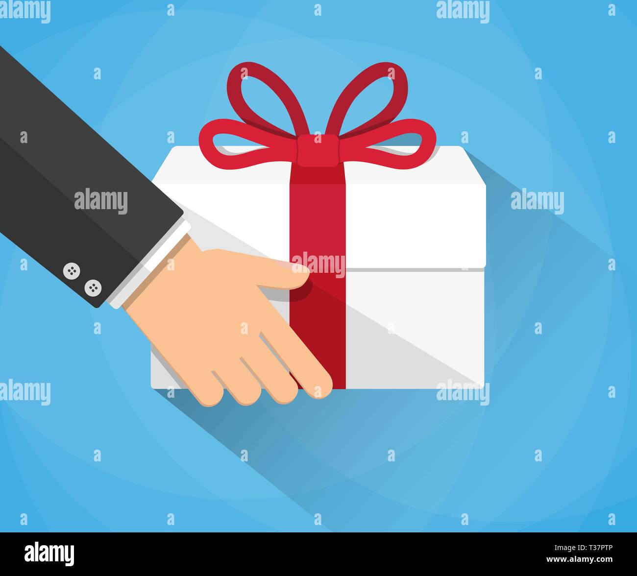 Hand carrying a goft box. delivery concept. vector illustration in flat ...