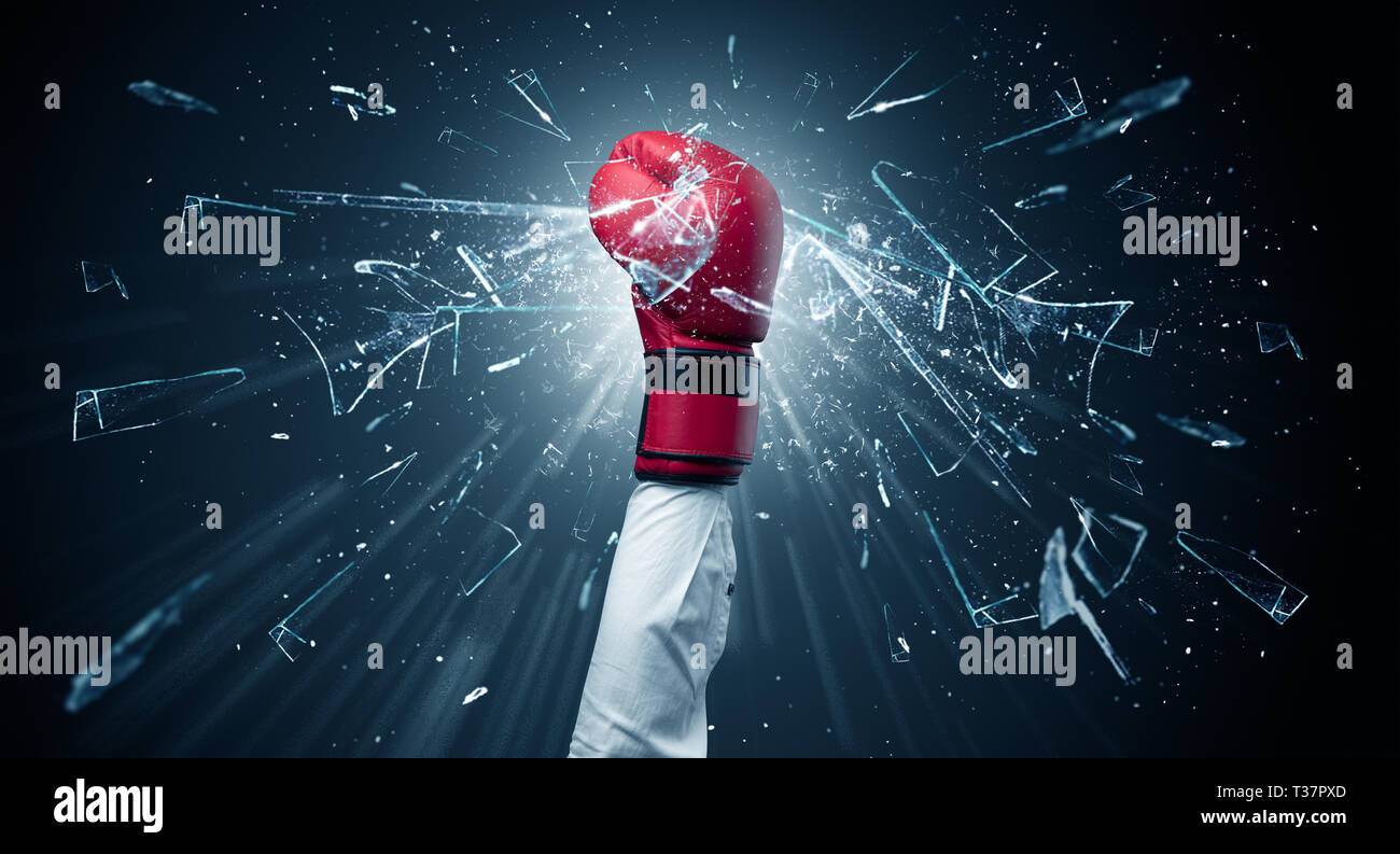 Big hand hits intense and breaks glasses Stock Photo - Alamy