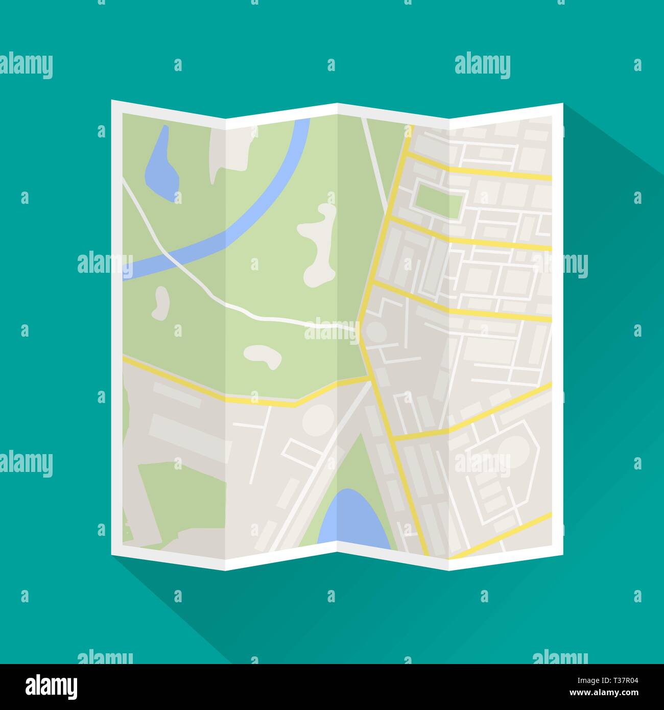 Folded Road Map Vector