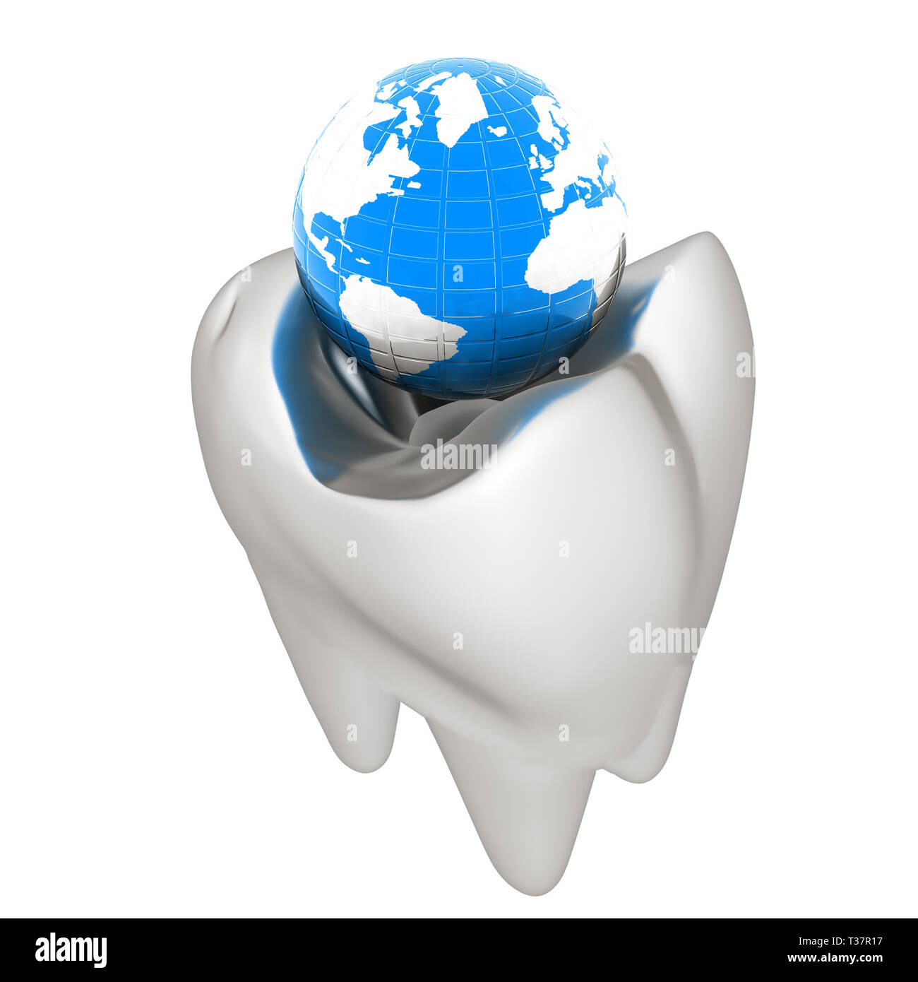 Tooth and Earth. 3d illustration Stock Photo - Alamy