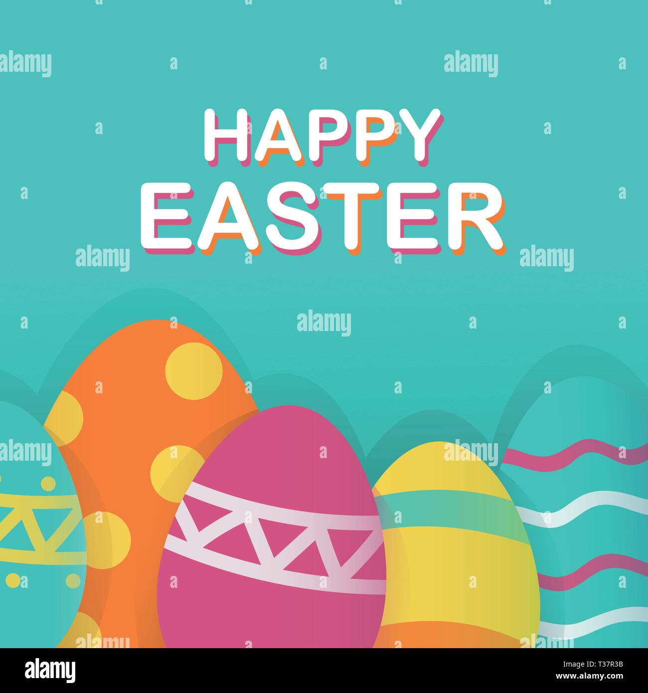 Happy Easter background template with beautiful eggs. Happy Easter big ...