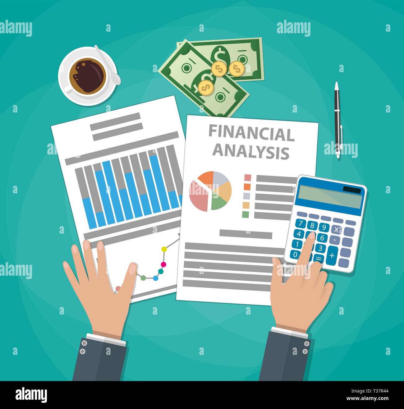 Financial calculations. Working process. businessman hands, calculator ...