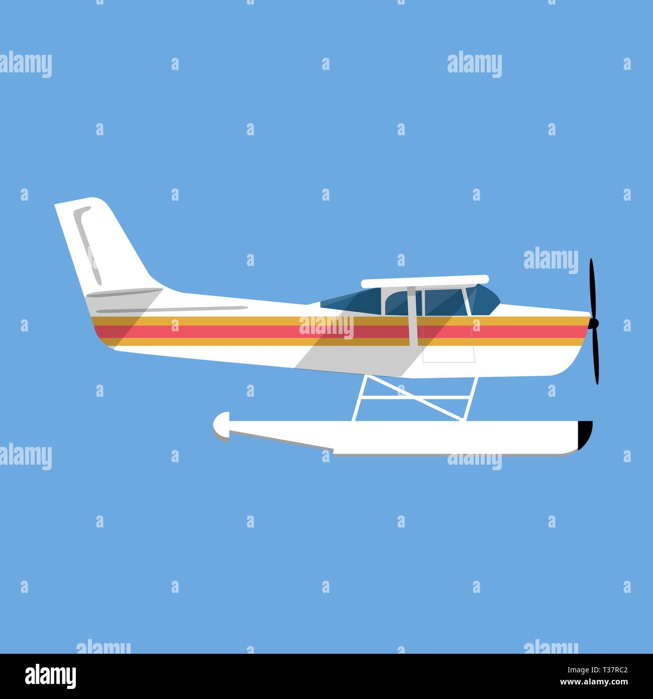 Small amphibian seaplane. plane icon. white sea plane in flat style ...
