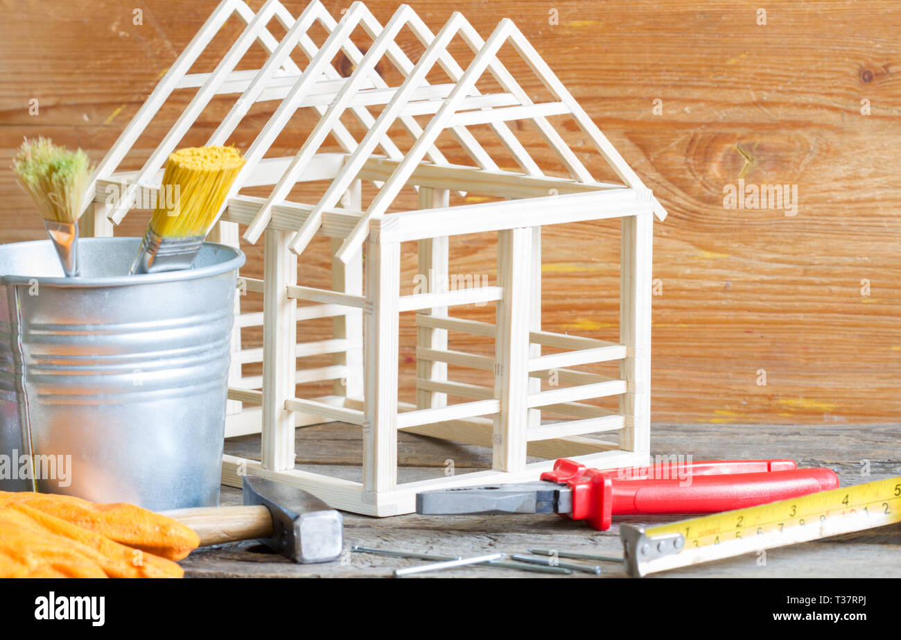 Home renovation construction diy abstract background with tools on ...