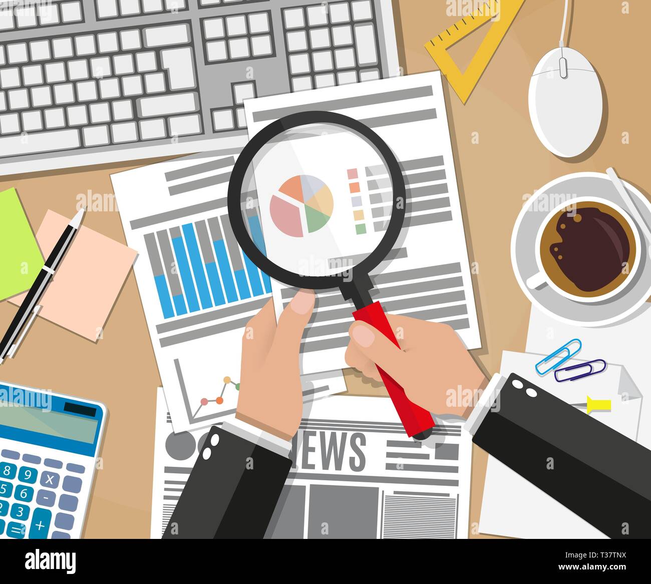 Hands on newspaper Stock Vector Images - Alamy