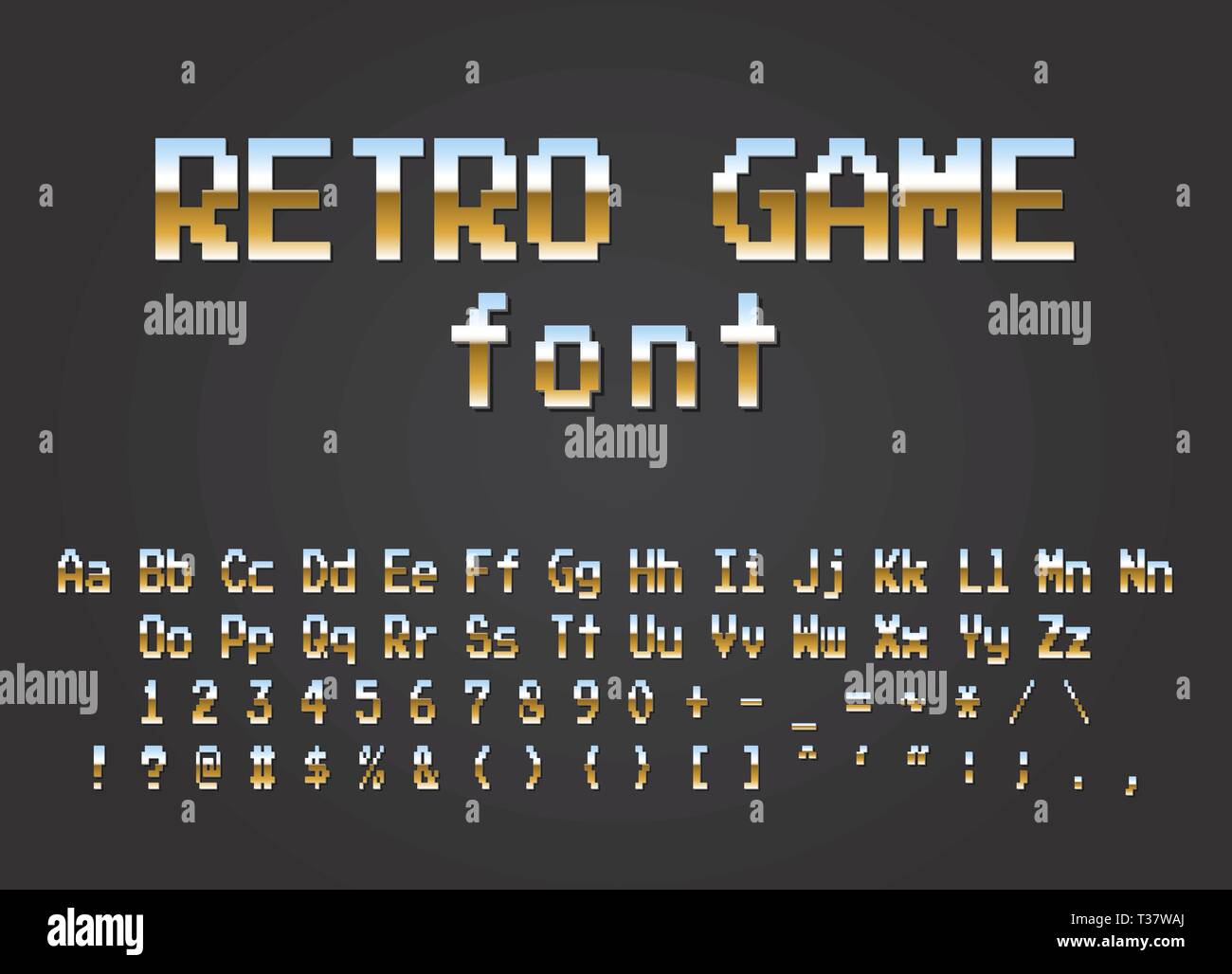Pixel retro font Video computer game design 8 bit letters and numbers ...