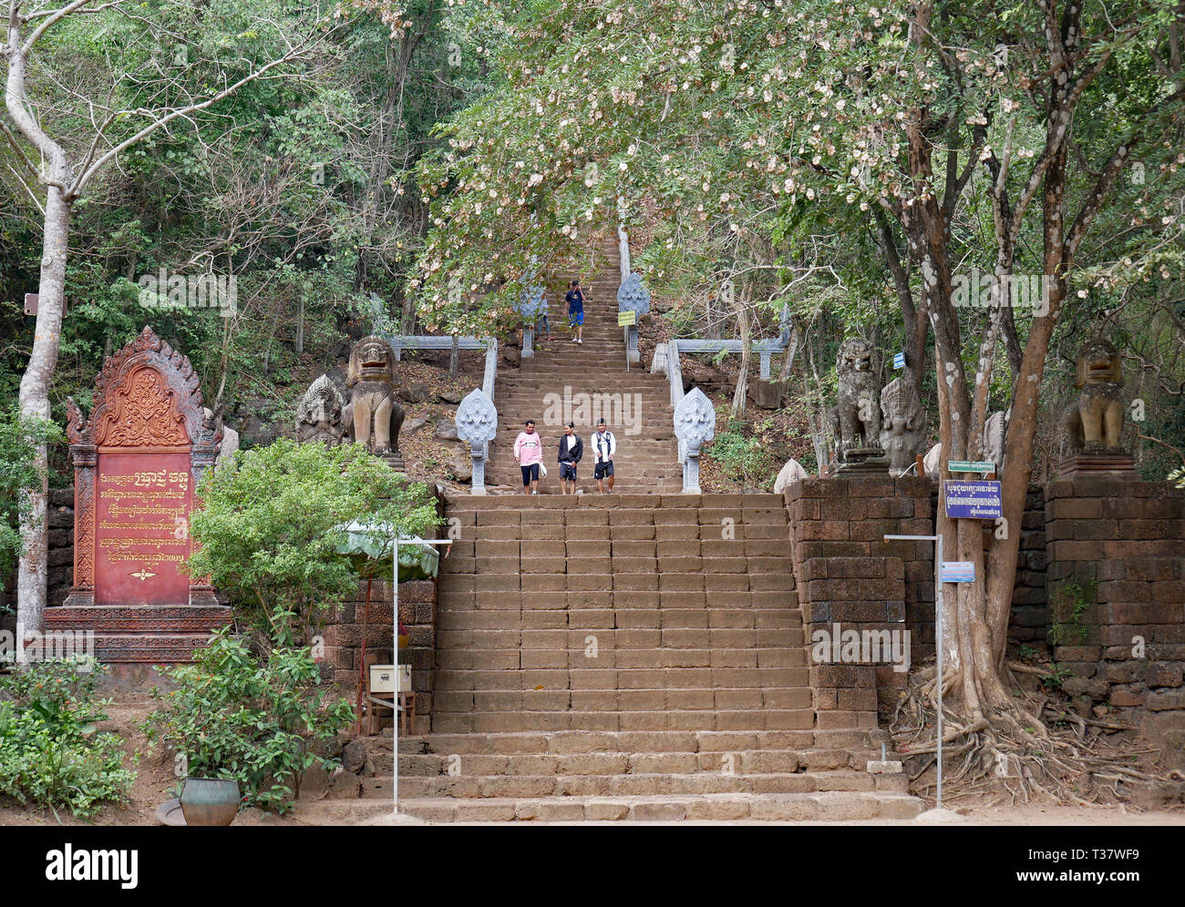 Battambang, Cambodia. The the foot of the stairs leading to Wat Phnom ...