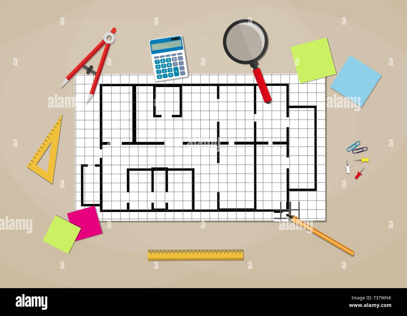Engineer workspace. blueprint. Engineering drawing project, Sketching ...