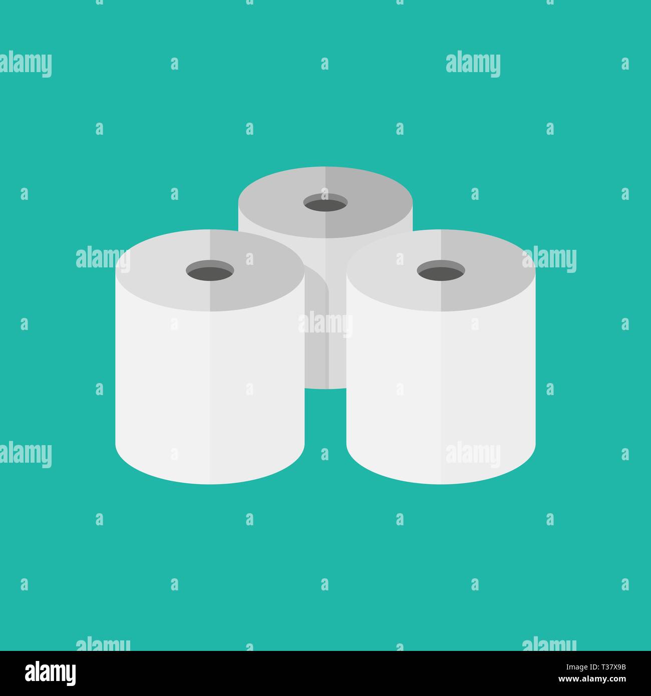 Three toilet paper rolls. vector illustration in flat style on green ...
