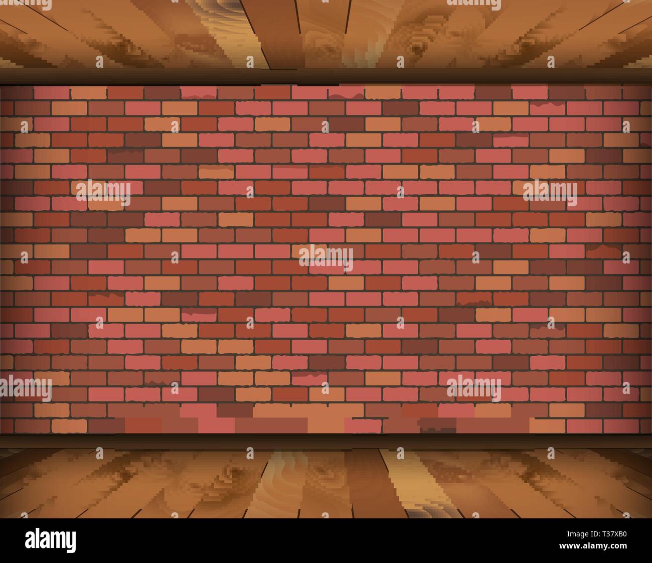 Background room with bricks and wooden floor. vector illustration Stock ...