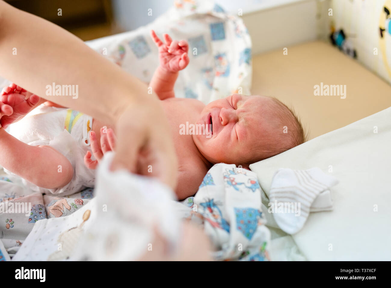 Newborn baby. Little child in medicine hospital. Medical health care ...