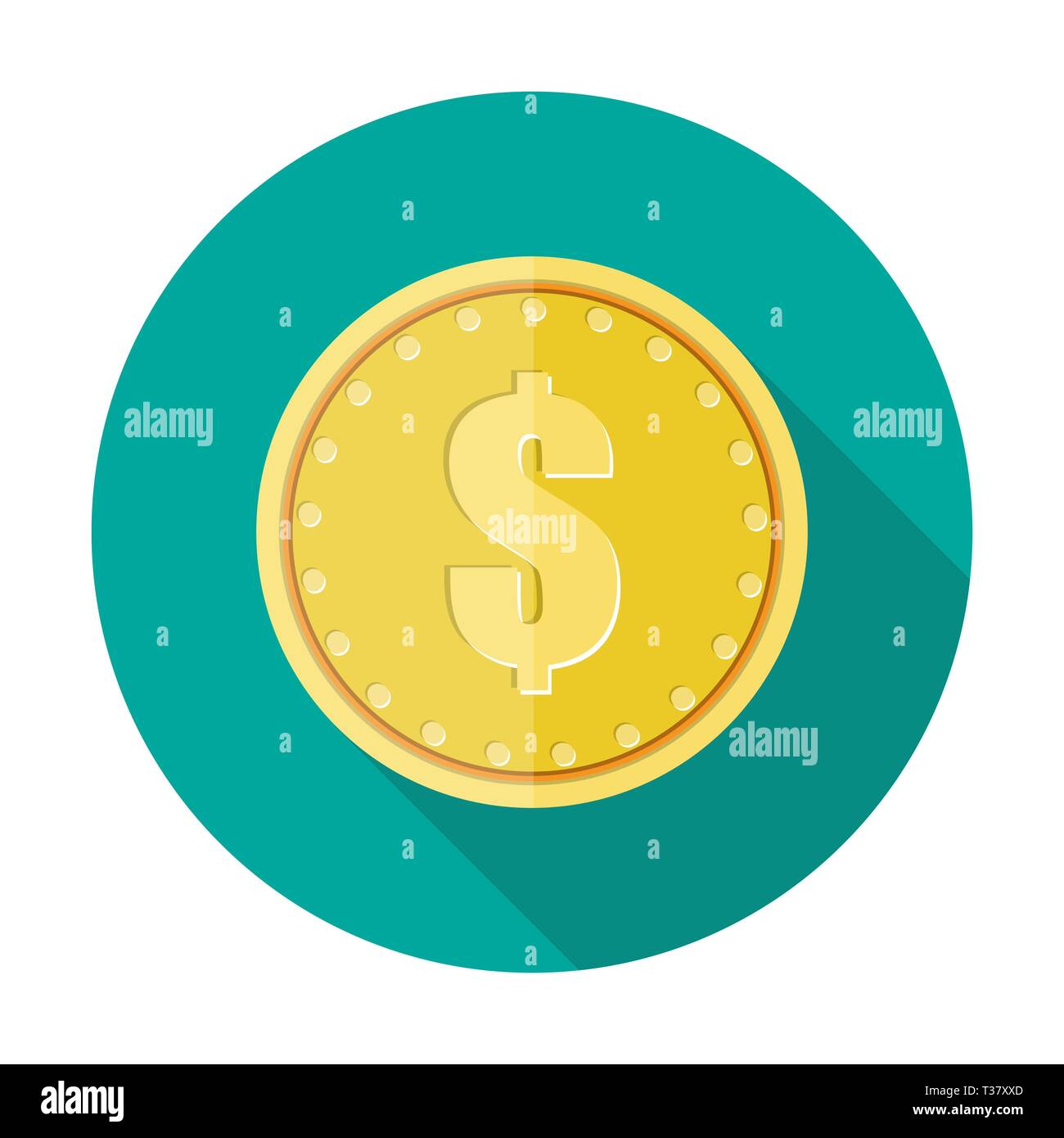 Gold coin icon with dollar currency symbol. vector illustration in flat ...