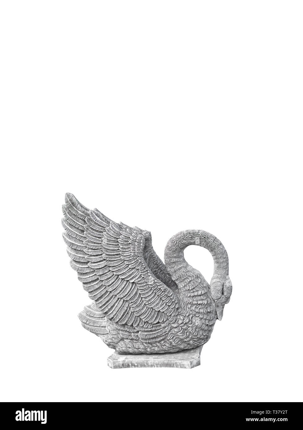 Stone Swan Statue Isolated on White Background, Clipping Path Stock ...