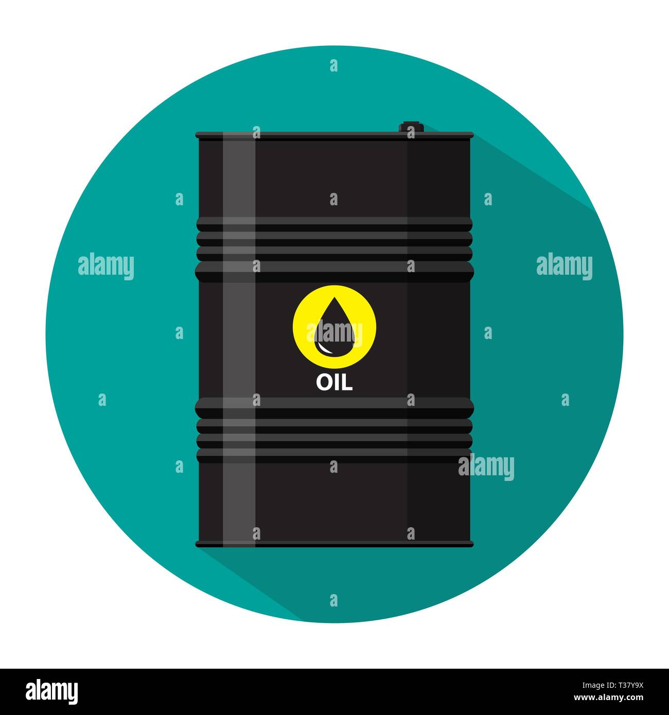 black metal oil barrel with logo icon. vector illustration in flat ...