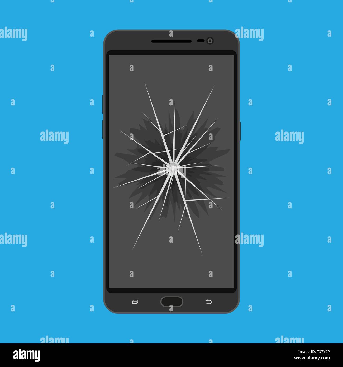 Black modern touch screen smartphone with broken screen. vector ...