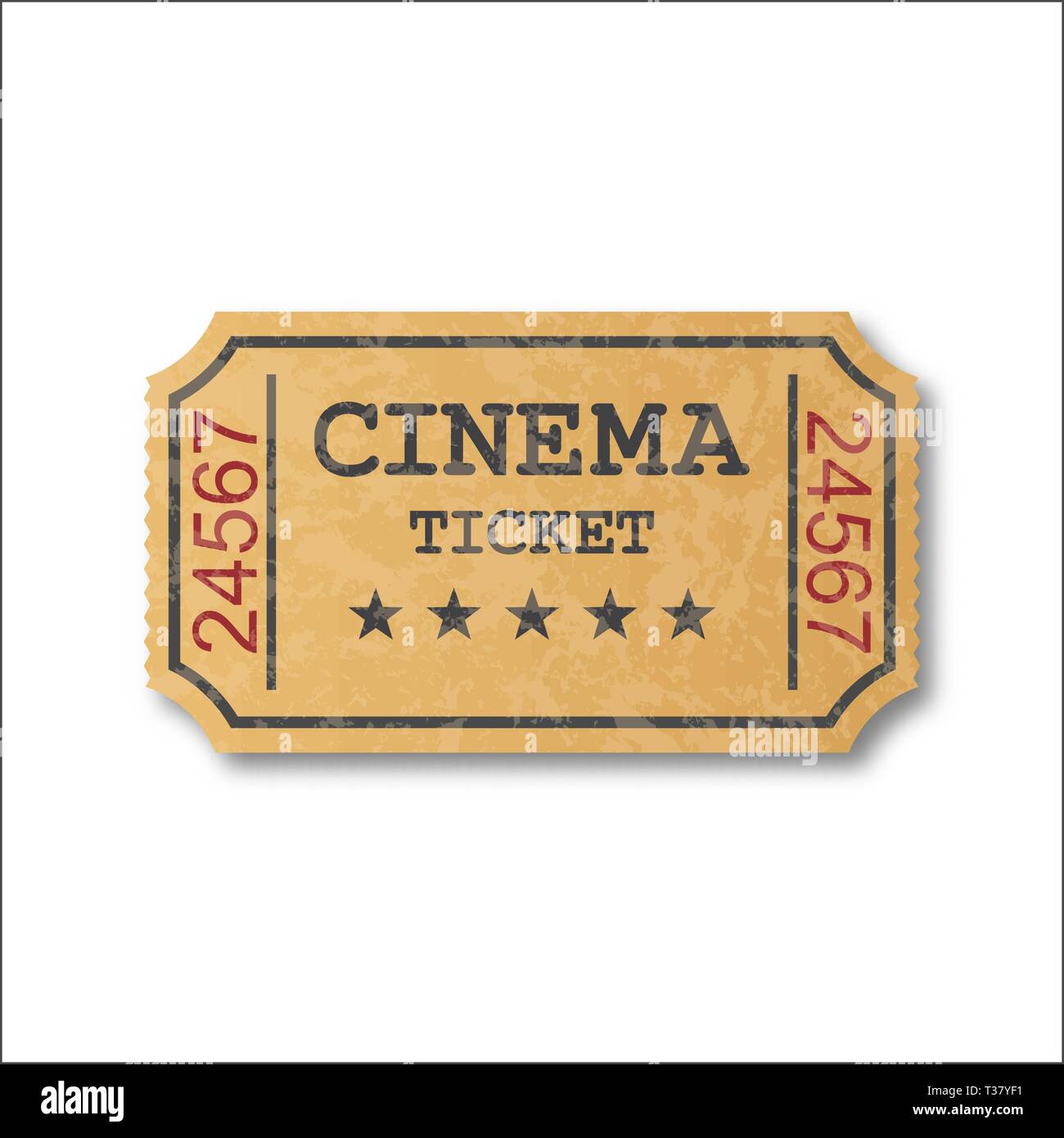 Realistic retro paper cinema ticket. vector Illustration on white ...