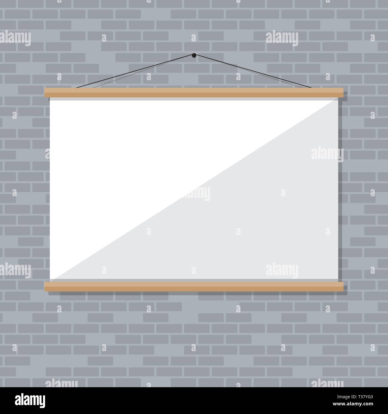 Projector screen on brick wall, Vector illustration in flat style Stock ...
