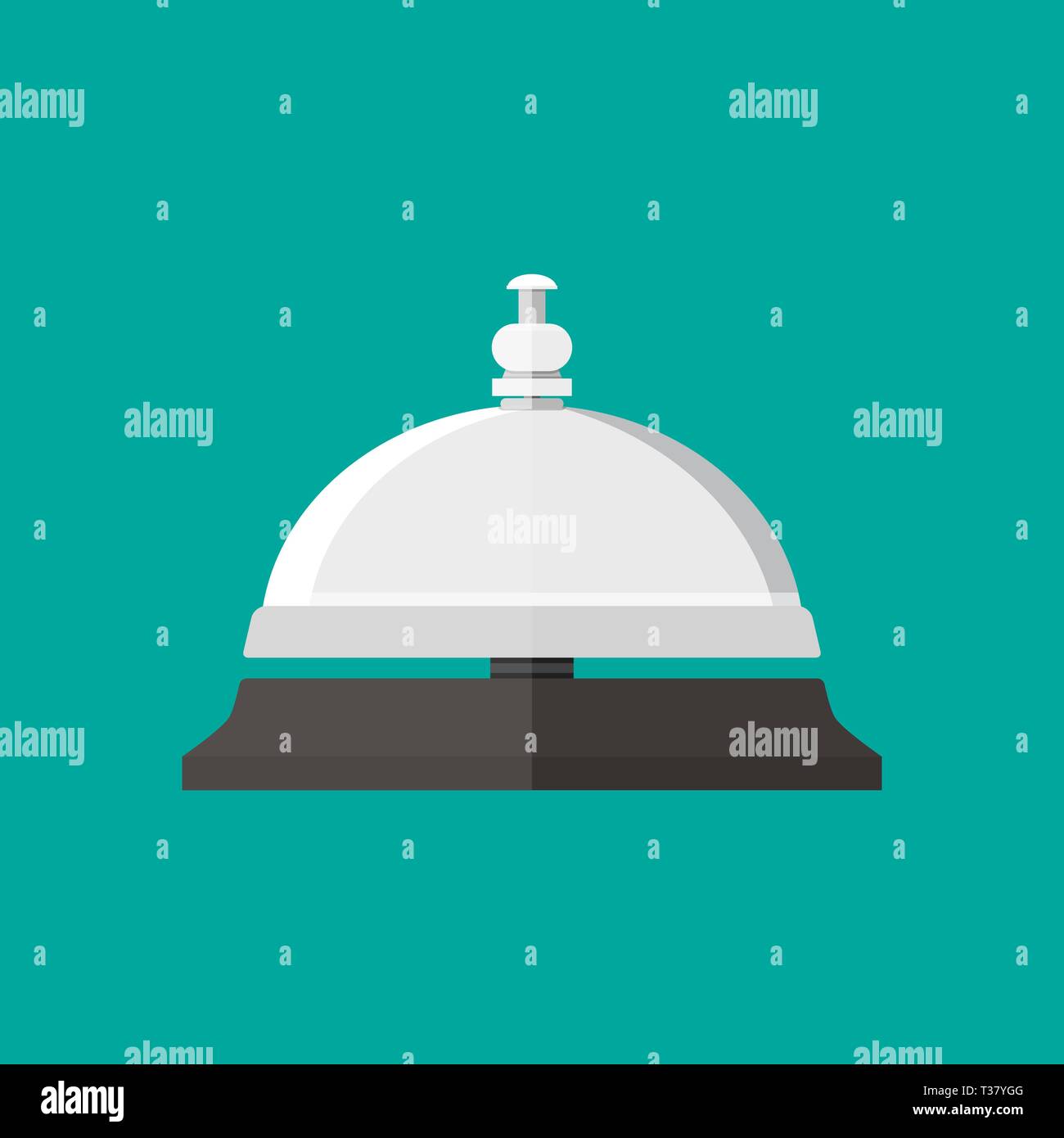 Reception service bell in flat style. vector illustration on green ...
