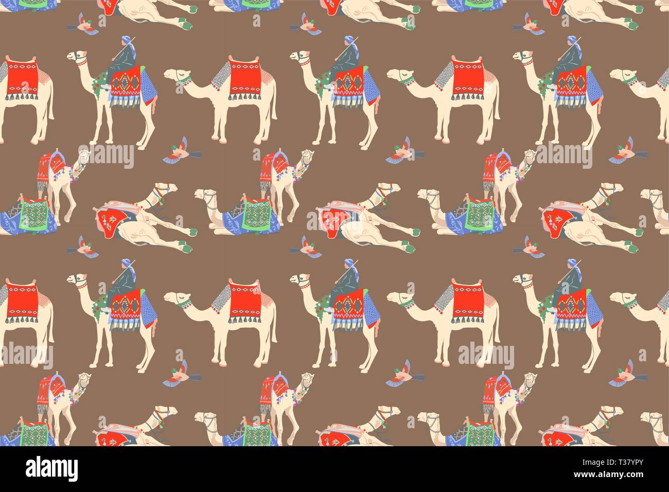 seamless pattern with different egyptian camel, vector illustration ...