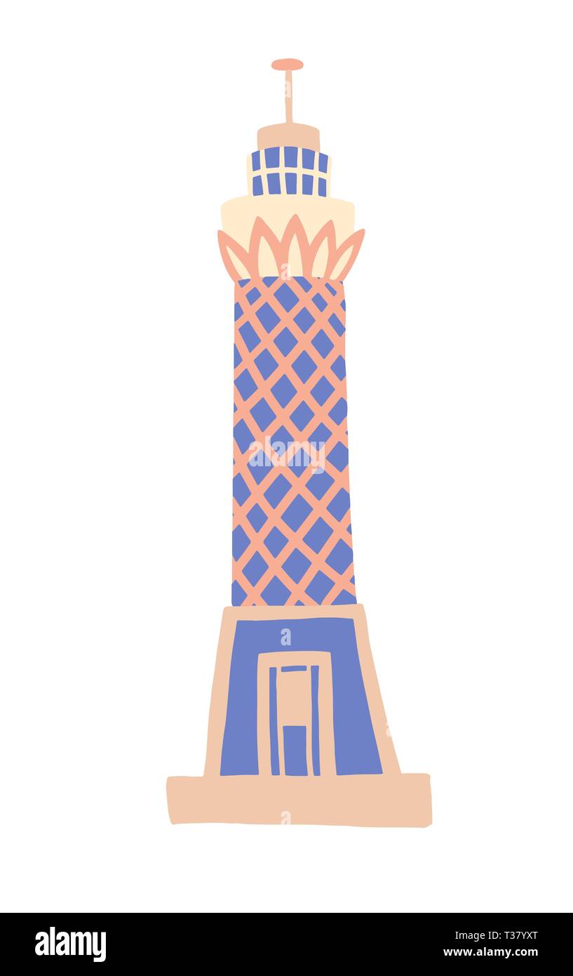 Cairo tower sketch drawing icon, Giza, Egypt, vector illustration Stock ...