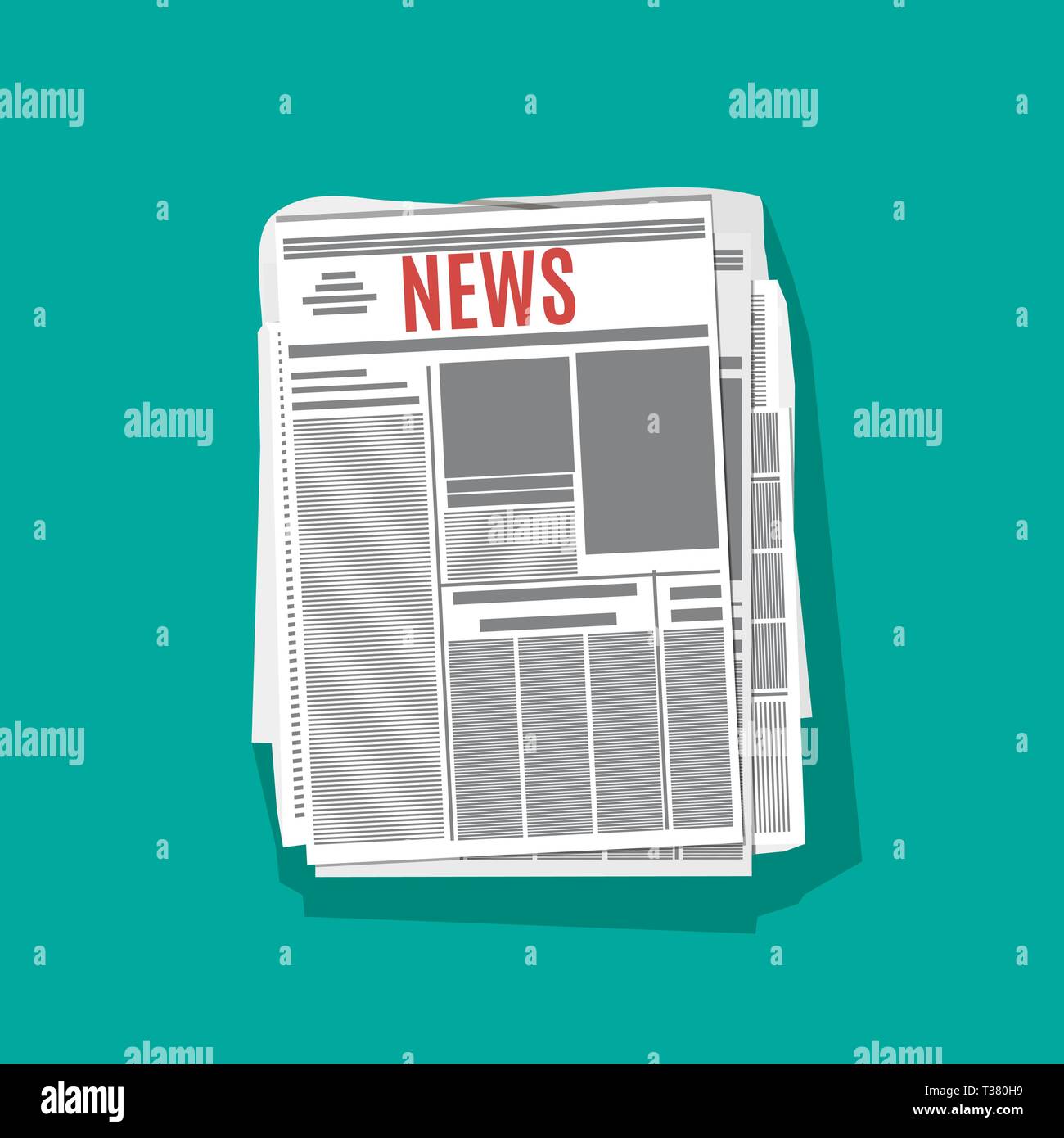 newspaper stack icon in flat design on green background with long ...