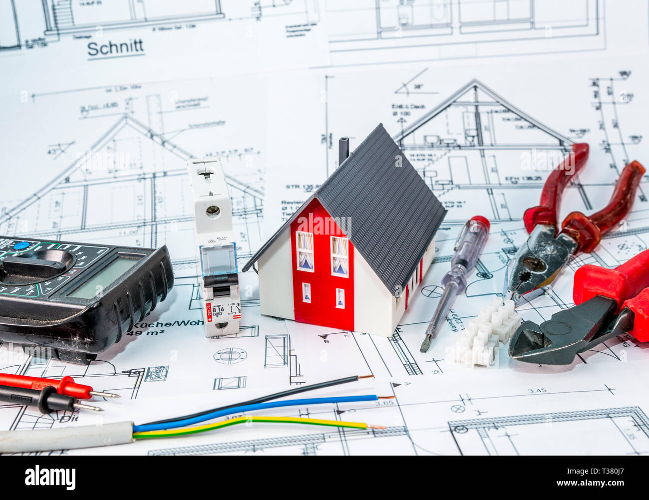 Planning electrical house installation Stock Photo - Alamy