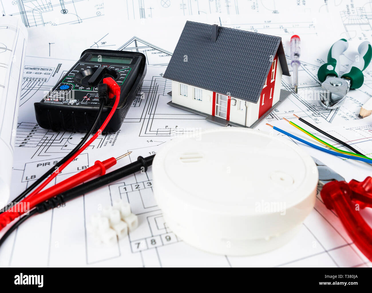 Planning electrical house installation Stock Photo - Alamy