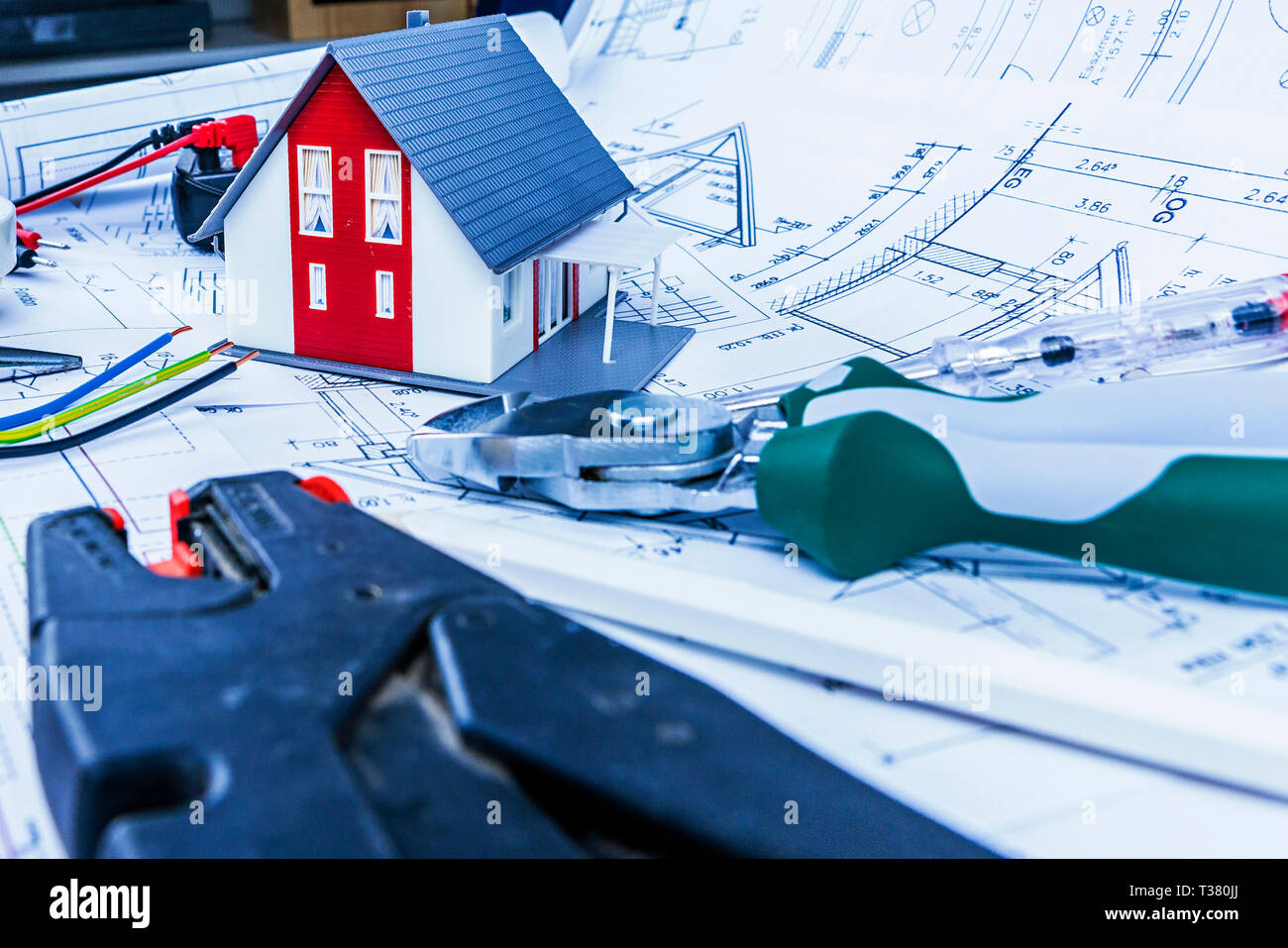 Planning electrical house installation Stock Photo - Alamy