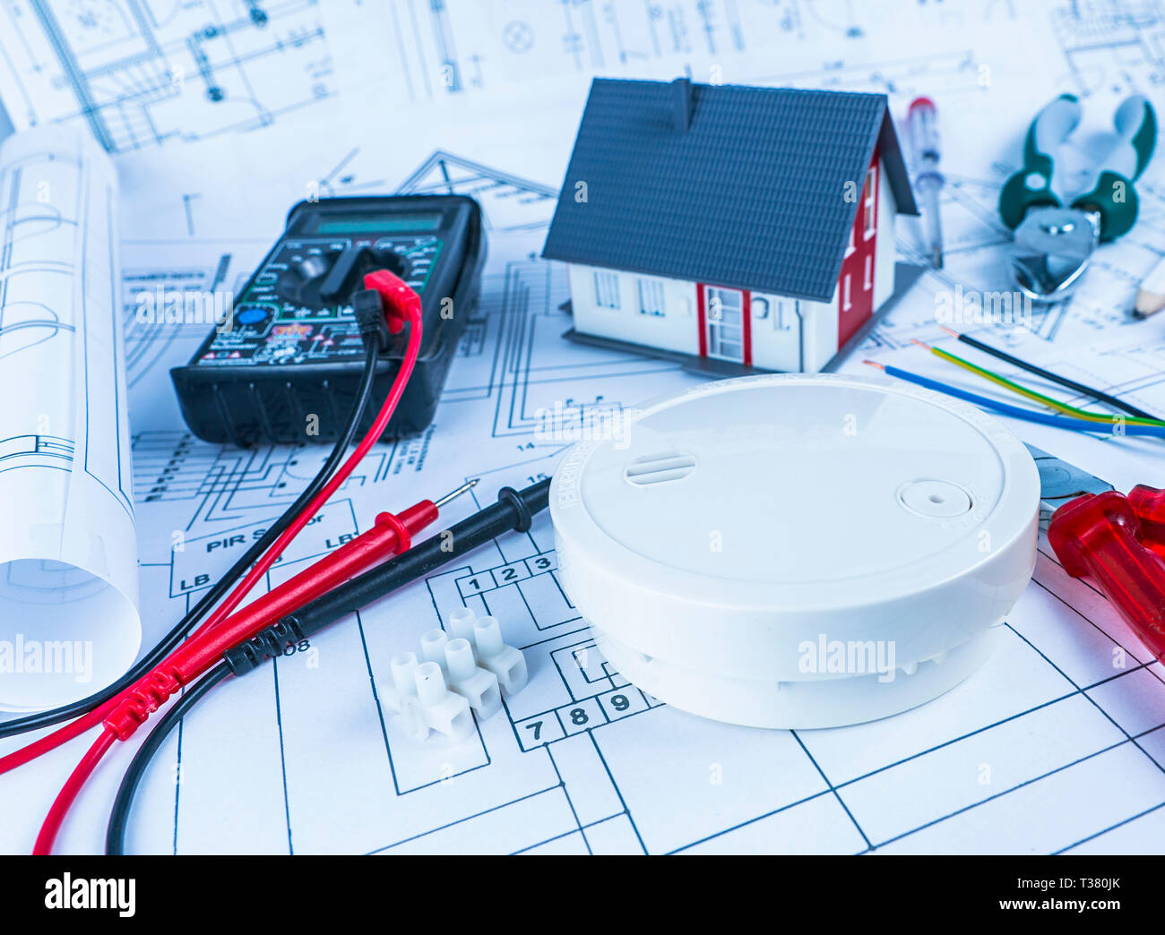 Planning electrical house installation Stock Photo - Alamy
