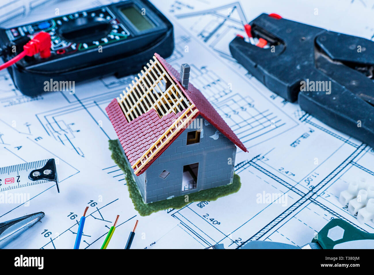 Planning electrical house installation Stock Photo - Alamy