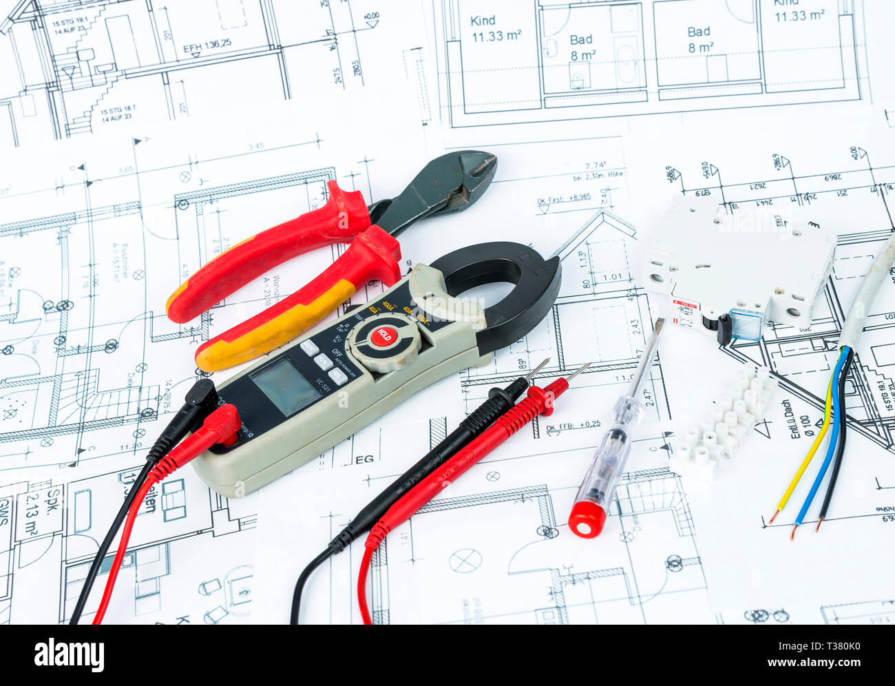 Planning electrical house installation Stock Photo - Alamy