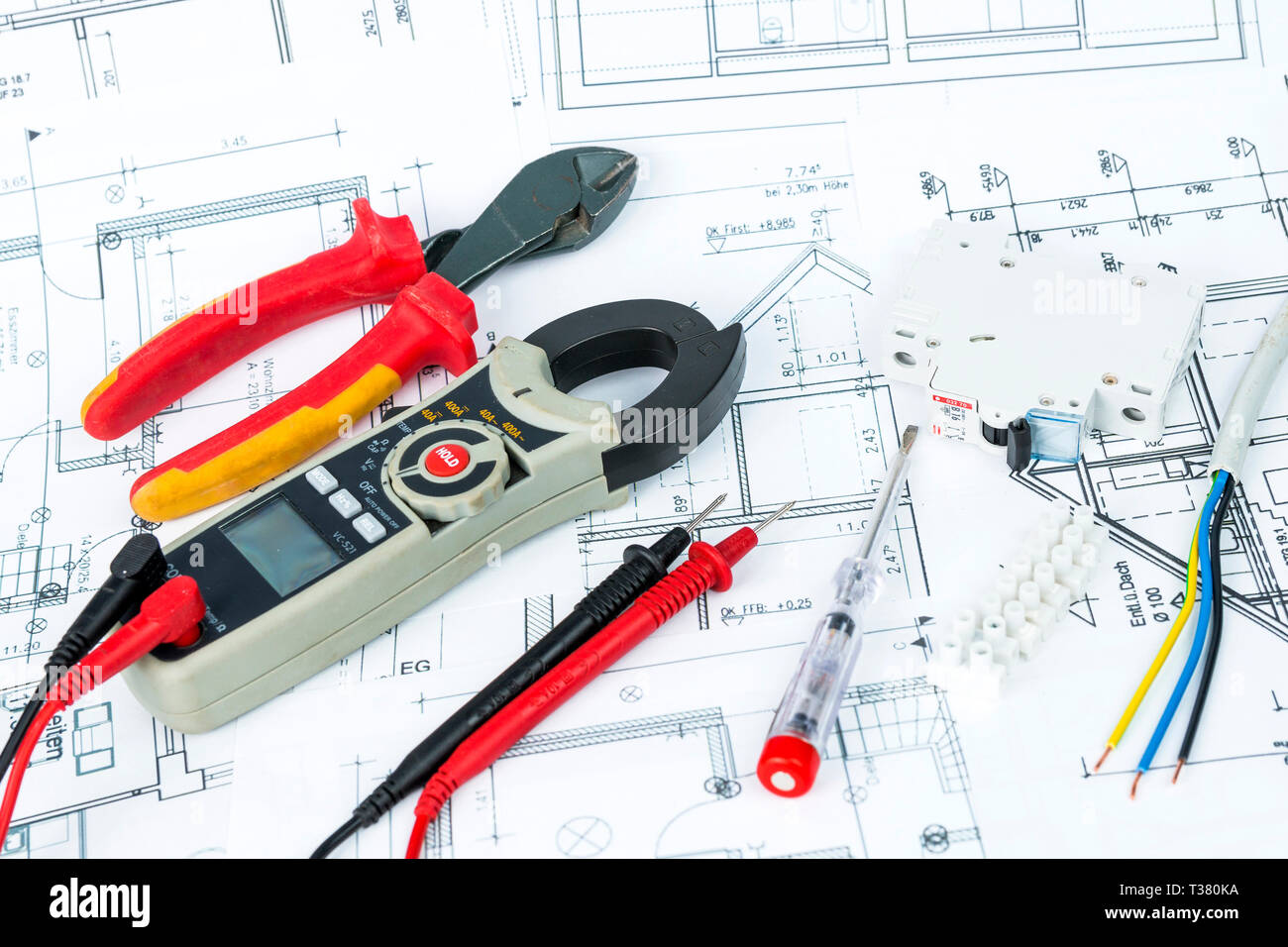 Planning electrical house installation Stock Photo - Alamy