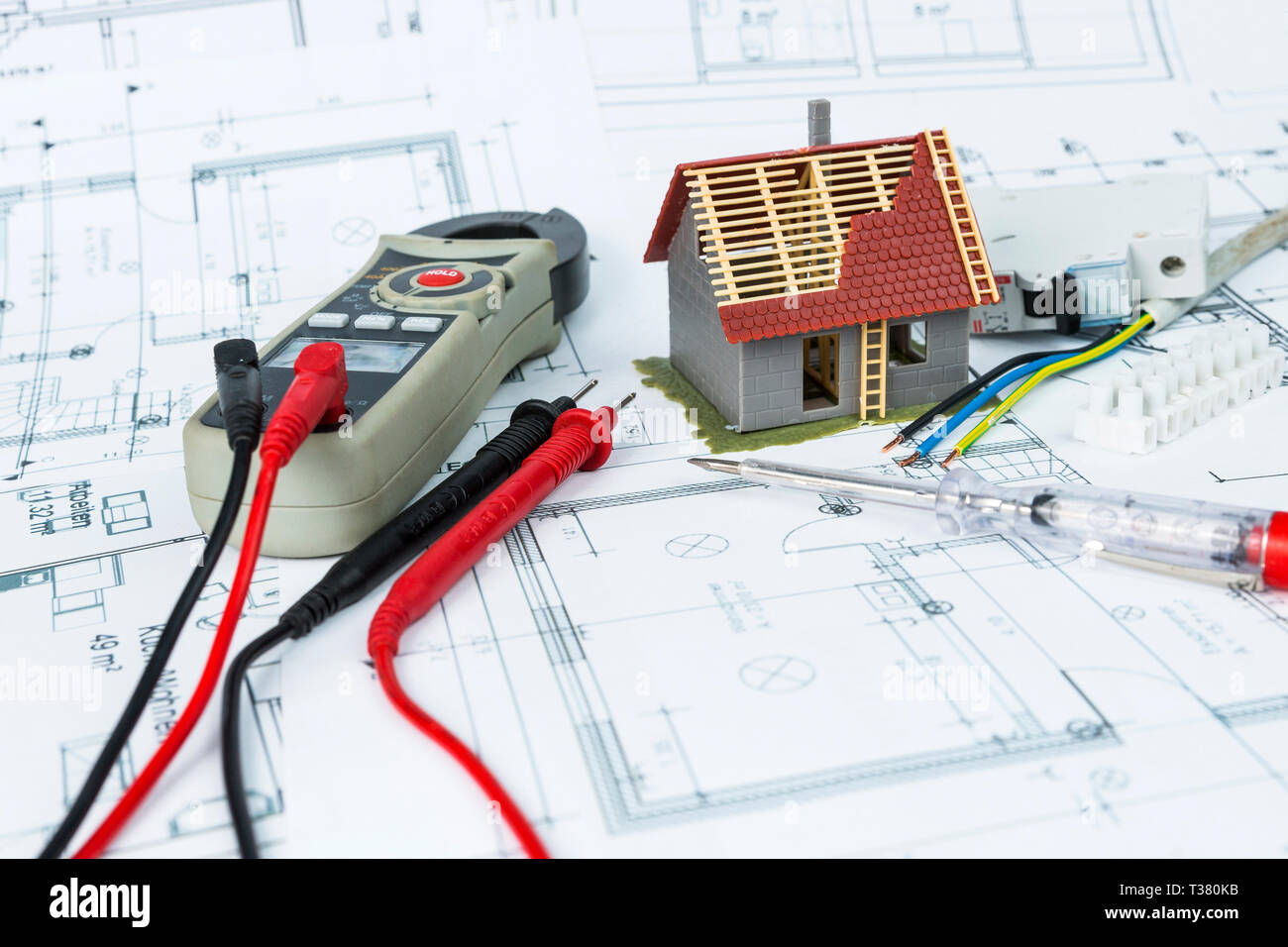 Planning electrical house installation Stock Photo - Alamy