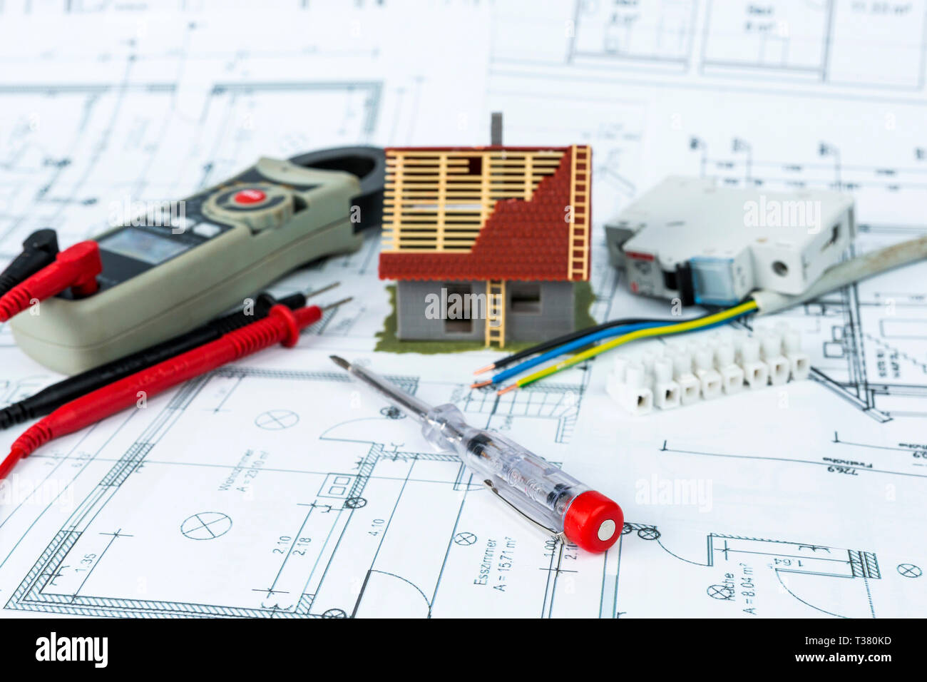 Planning electrical house installation Stock Photo - Alamy