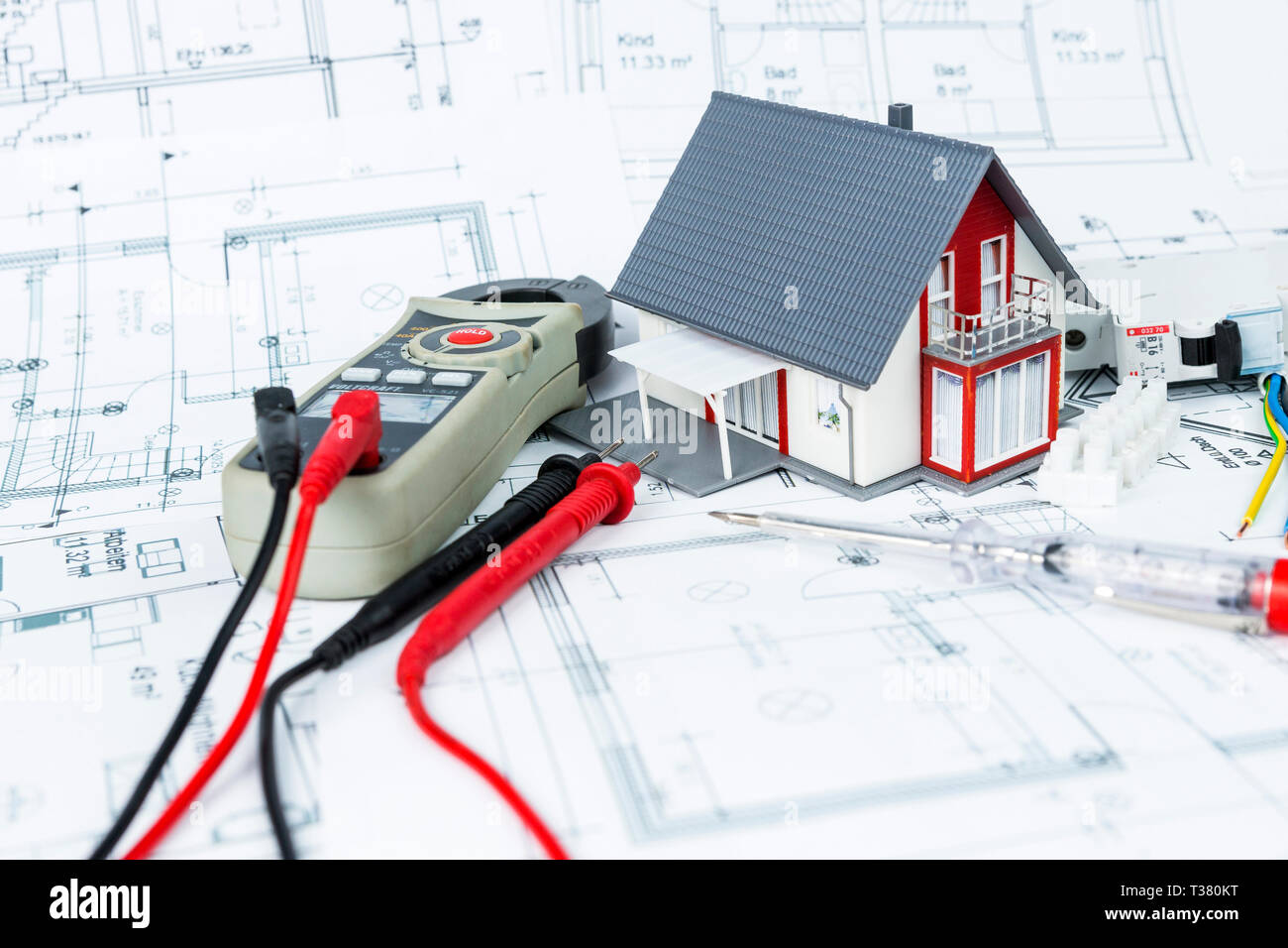 Planning electrical house installation Stock Photo - Alamy