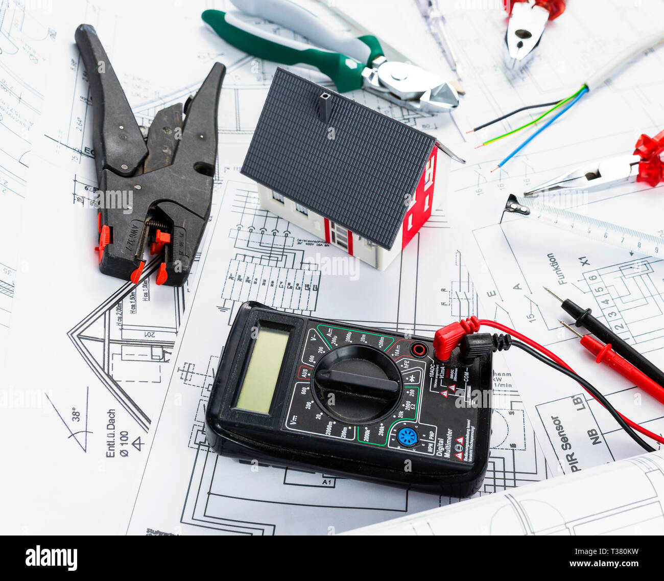Planning electrical house installation Stock Photo - Alamy