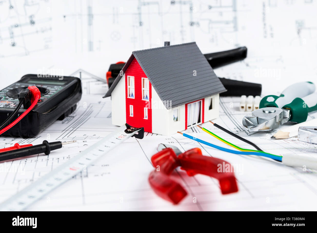 Planning electrical house installation Stock Photo - Alamy