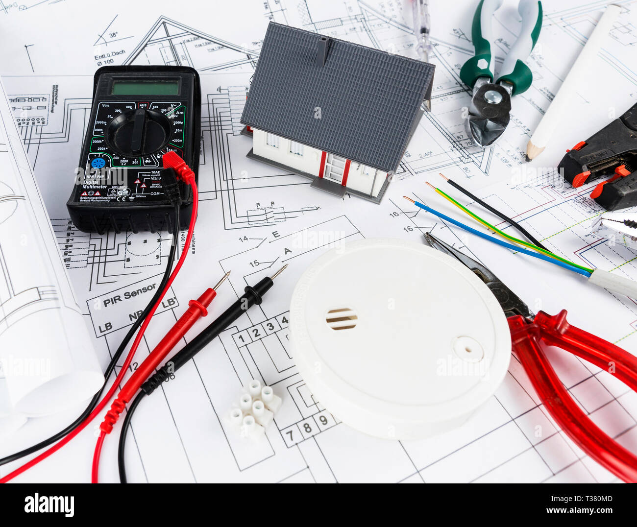 Planning electrical house installation Stock Photo - Alamy