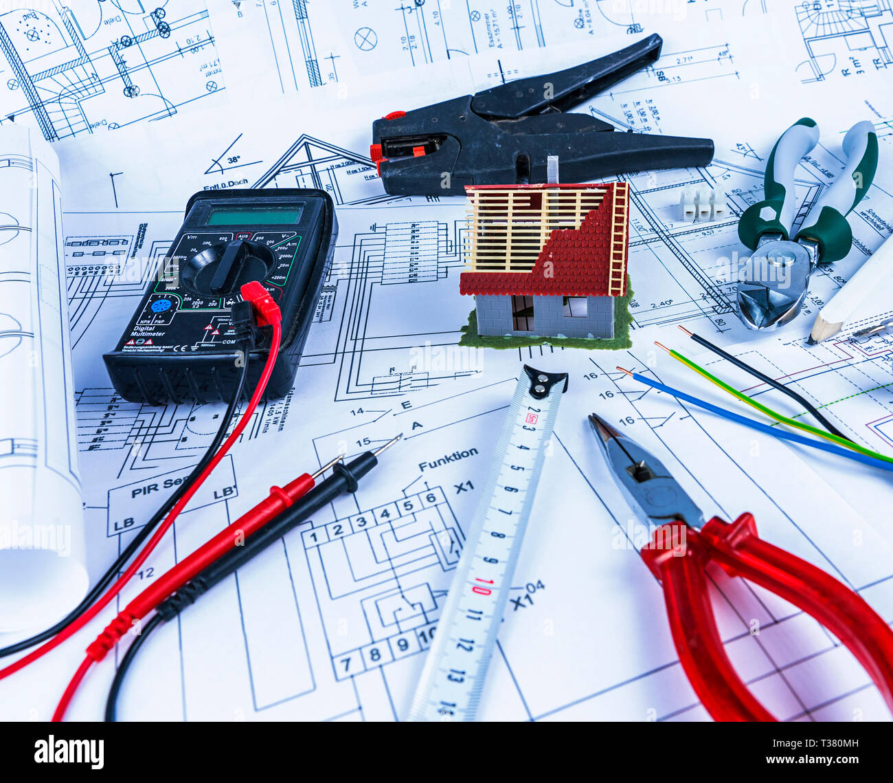 Planning electrical house installation Stock Photo - Alamy