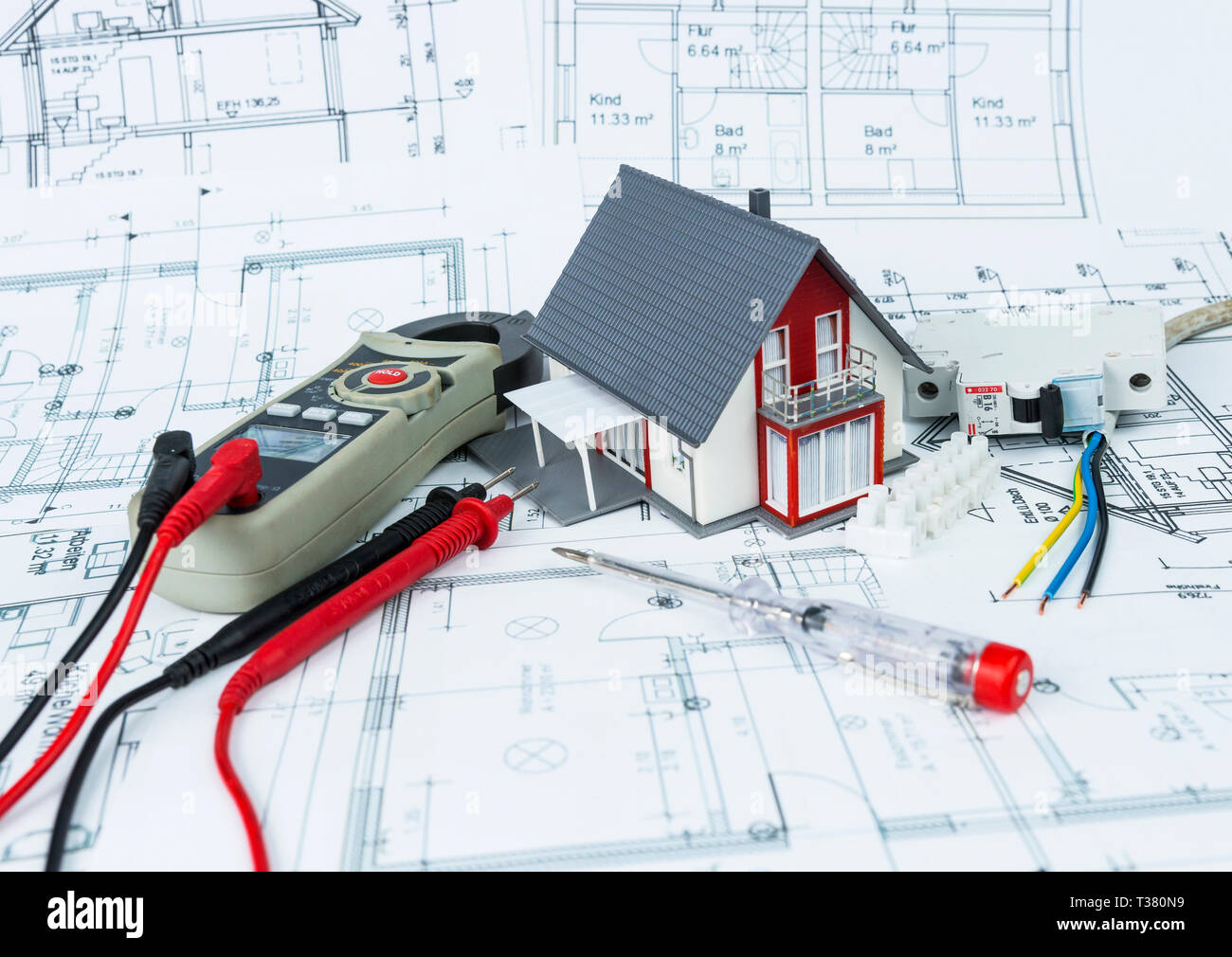 Planning electrical house installation Stock Photo - Alamy