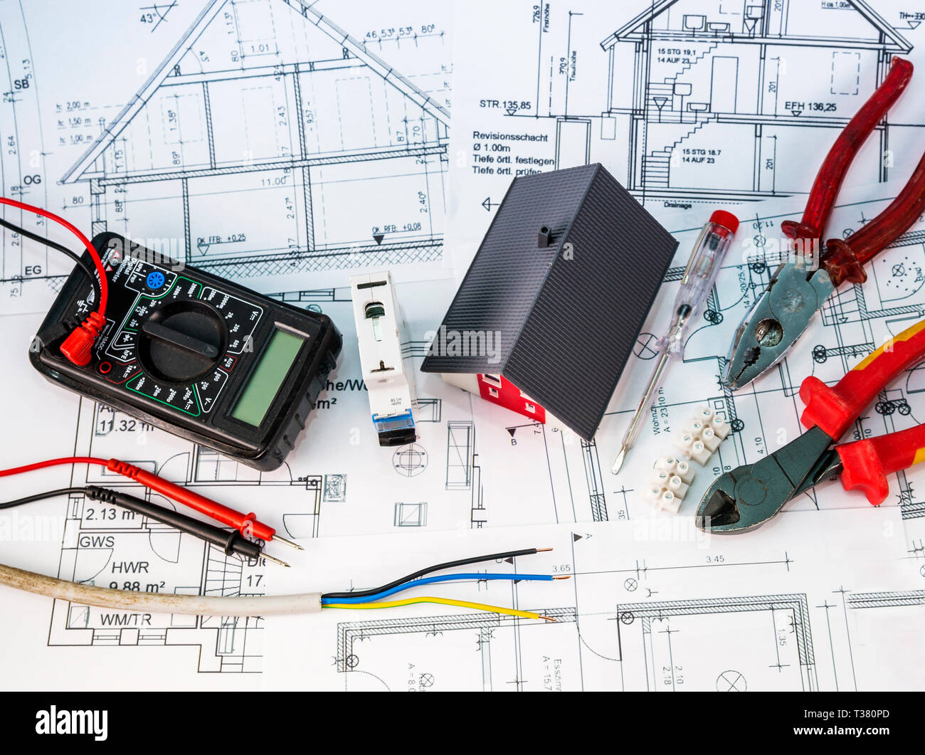 Planning electrical house installation Stock Photo - Alamy