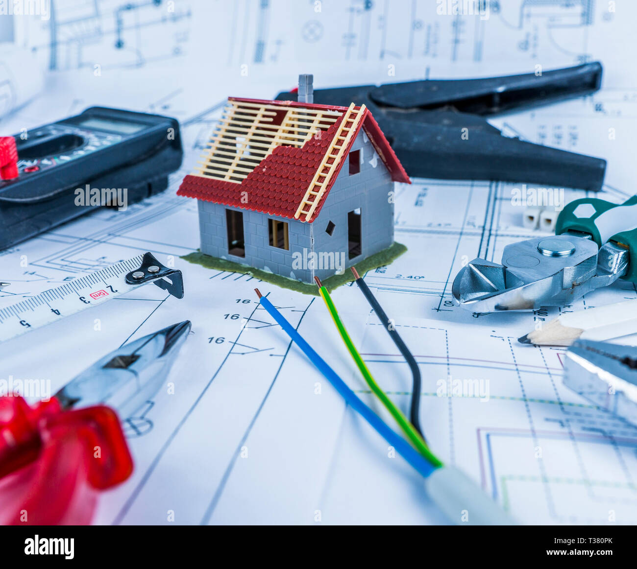 Planning electrical house installation Stock Photo - Alamy