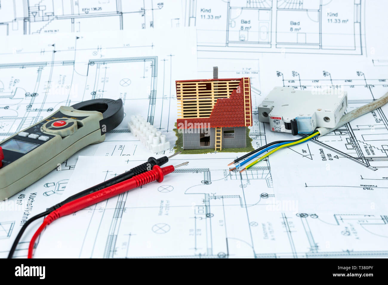 Planning electrical house installation Stock Photo - Alamy