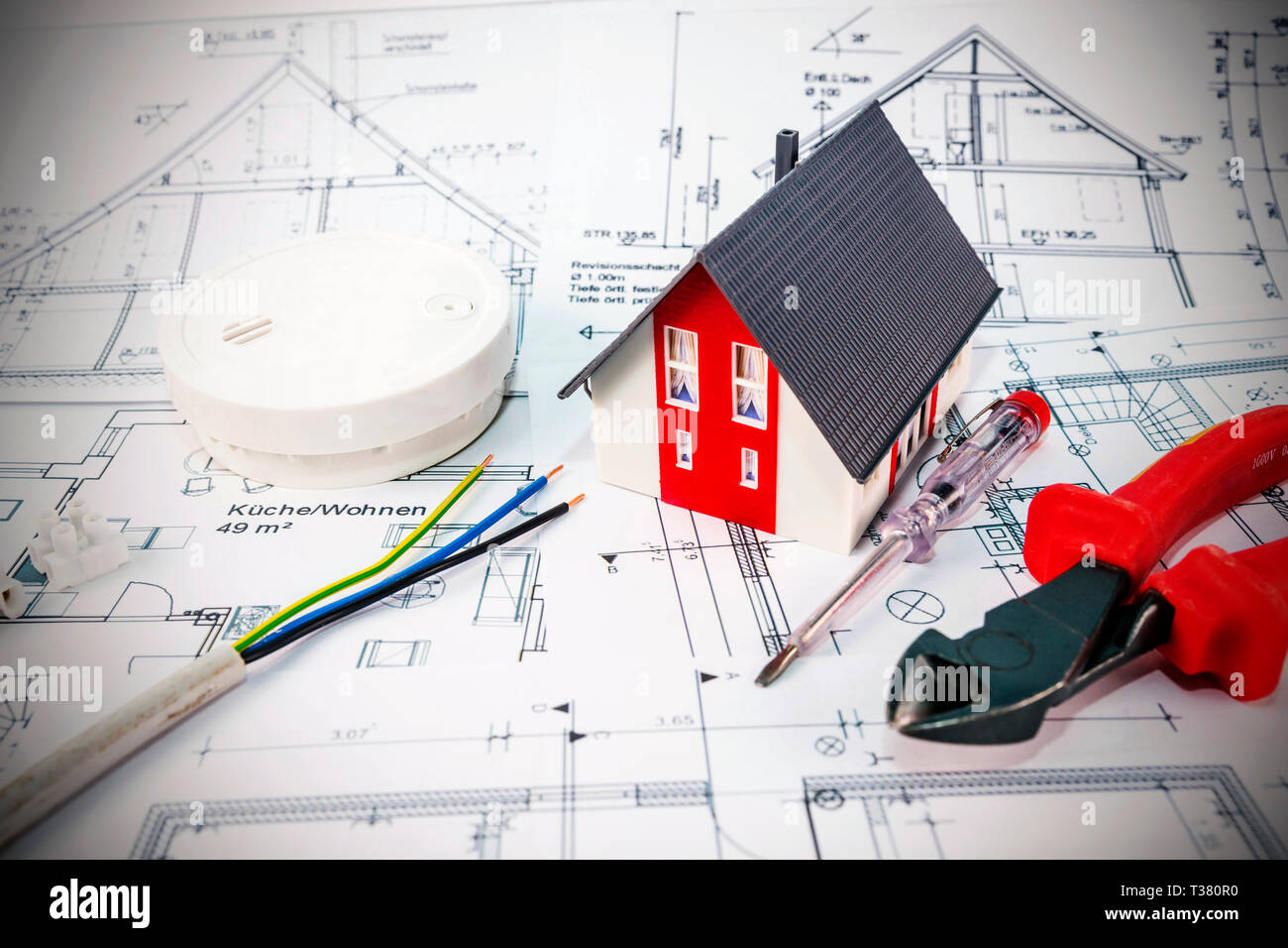 Planning electrical house installation Stock Photo - Alamy