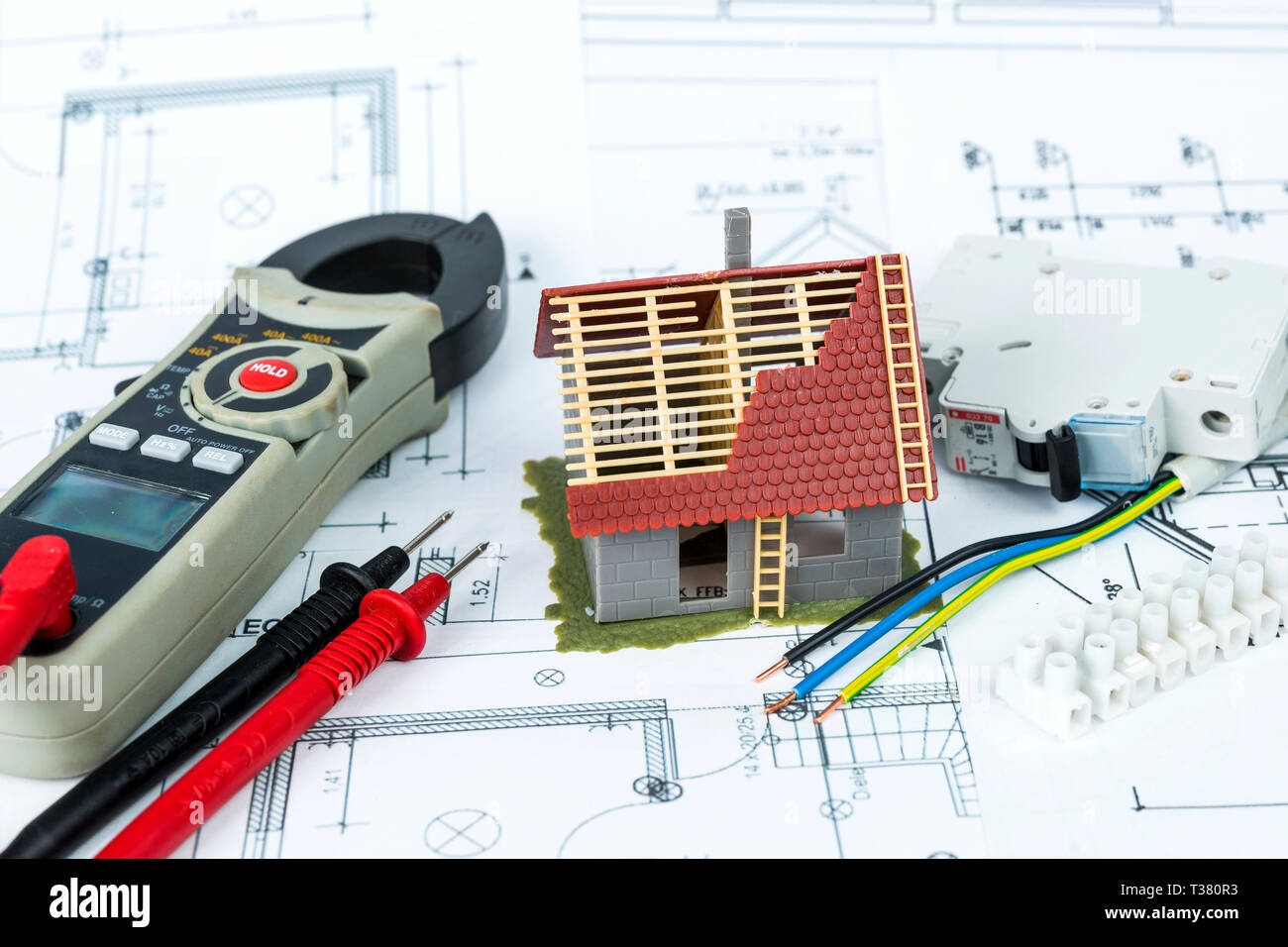 Planning electrical house installation Stock Photo - Alamy