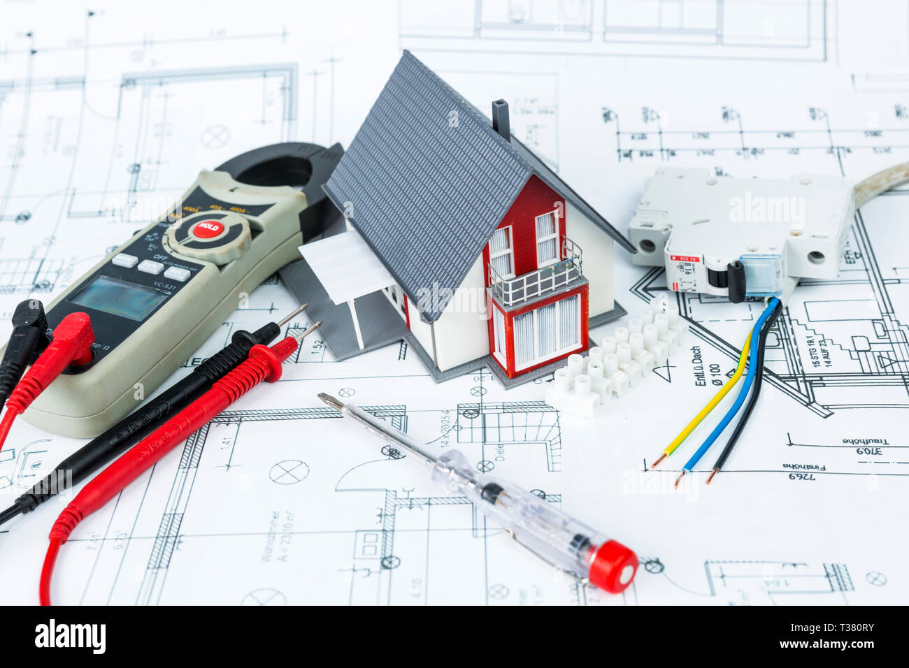 Planning electrical house installation Stock Photo - Alamy